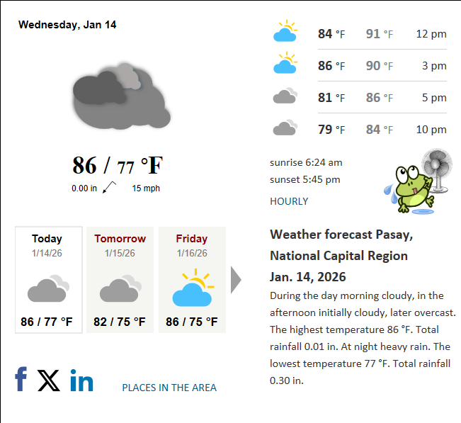 Weather Pasay, National Capital Region, Philippines today - current ...